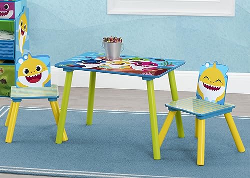 Baby Shark Plastic Sleep and Play Plastic Toddler Bed + Baby Shark Table and Chair Set by Delta Children (Bundle)