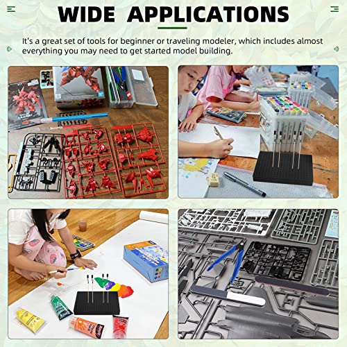 Keadic 37Pcs Model Tool Paint Kit Includes Professional Gundam Model Basic Tools, Painting Stand Base Holder and Alligator Clip Sticks Modeling Tools for Airbrush Hobby Model Building Parts Assemble
