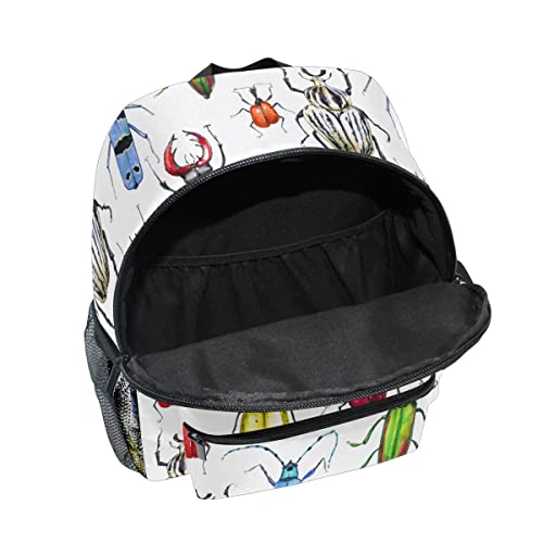 Fisyme Toddler Backpack Bugs Beetles School Bag Kids Backpacks for Kindergarten Preschool Nursery Girls Boys, M