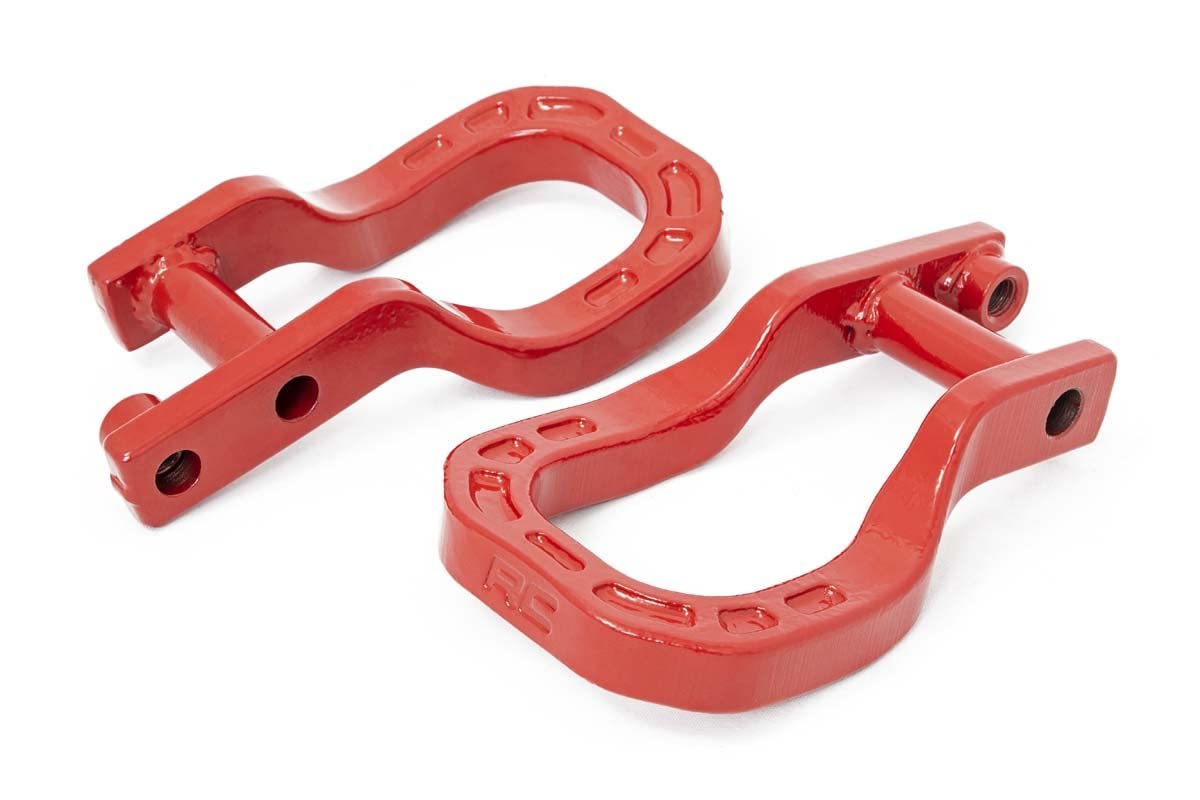 Rough Country Upgraded Forged Tow Hooks (fits) 2019-2020 Chevy Silverado 1500 | Replaces OEM | Red | RS132 , Black