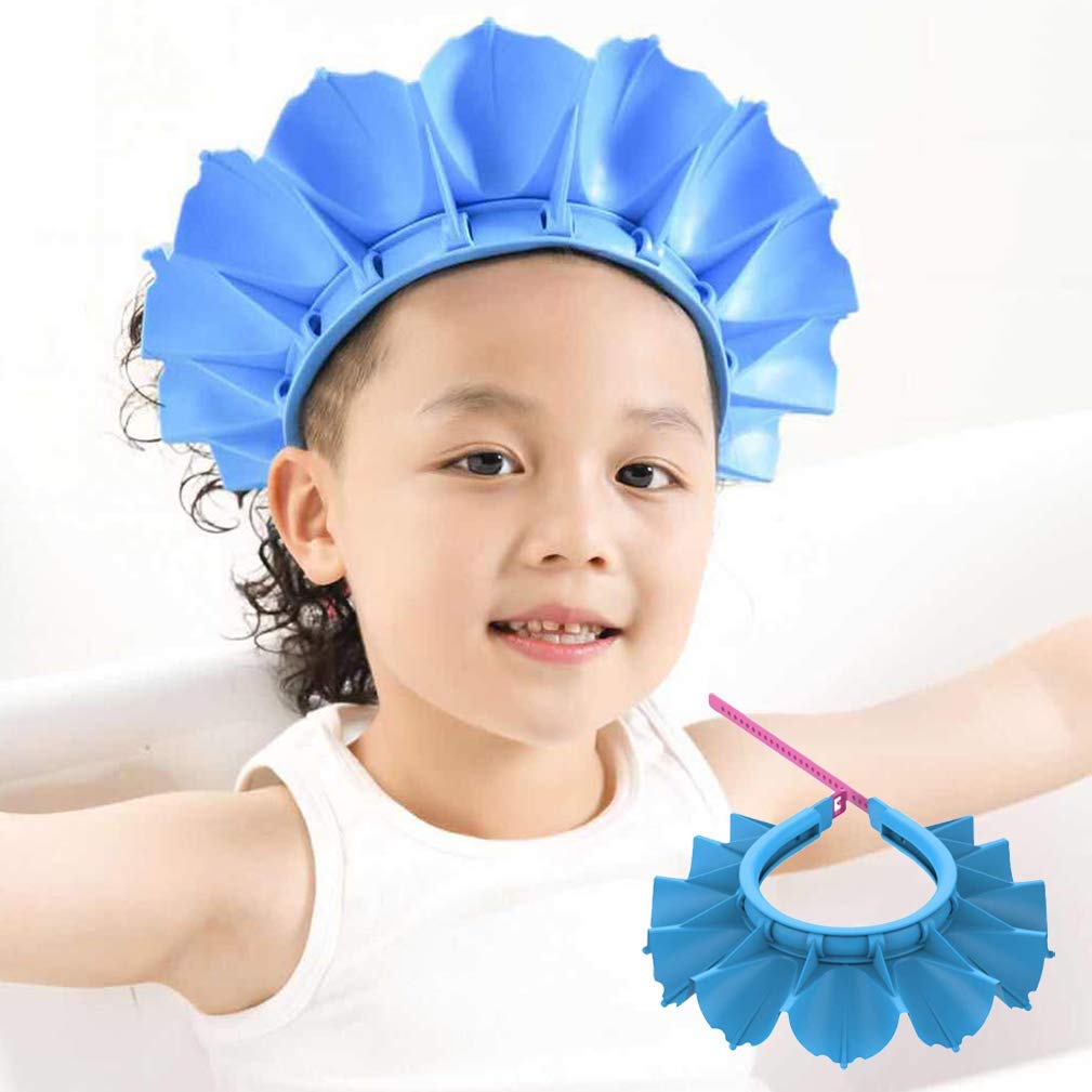 Baby Shower Cap Baby Silicone Shampoo Shower Bathing Cap Adjustable for Toddler Baby Kids Children (Green)