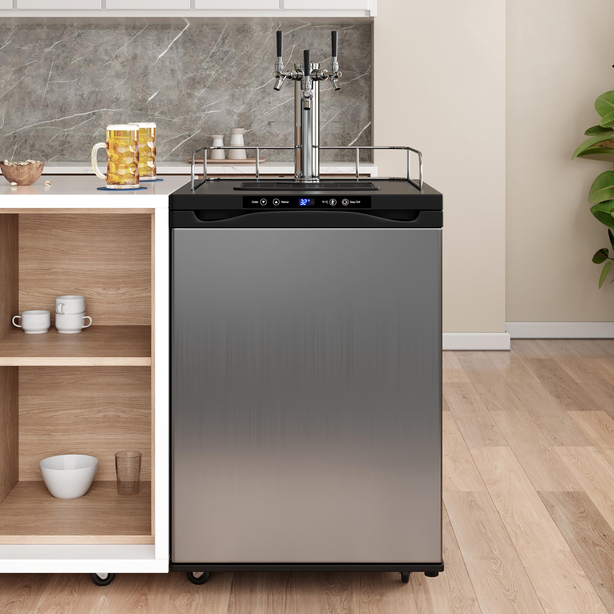 EdgeStar KC3000TRIP Full Size Triple Tap Kegerator with Digital Display - Black