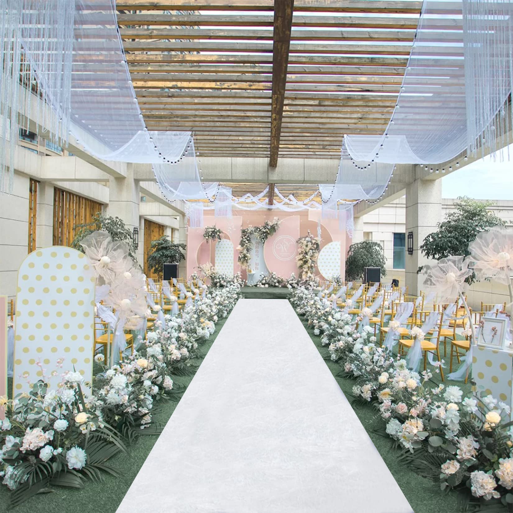 FUHSY White Aisle Runner Outdoor Aisle Runners for Weddings for Indoor Wedding 4x25 FT Velvet Carpet Runner Rug Includes Carpet Tapes Floor Runner for Wedding Aisle Bridal Walkway Runner for Events