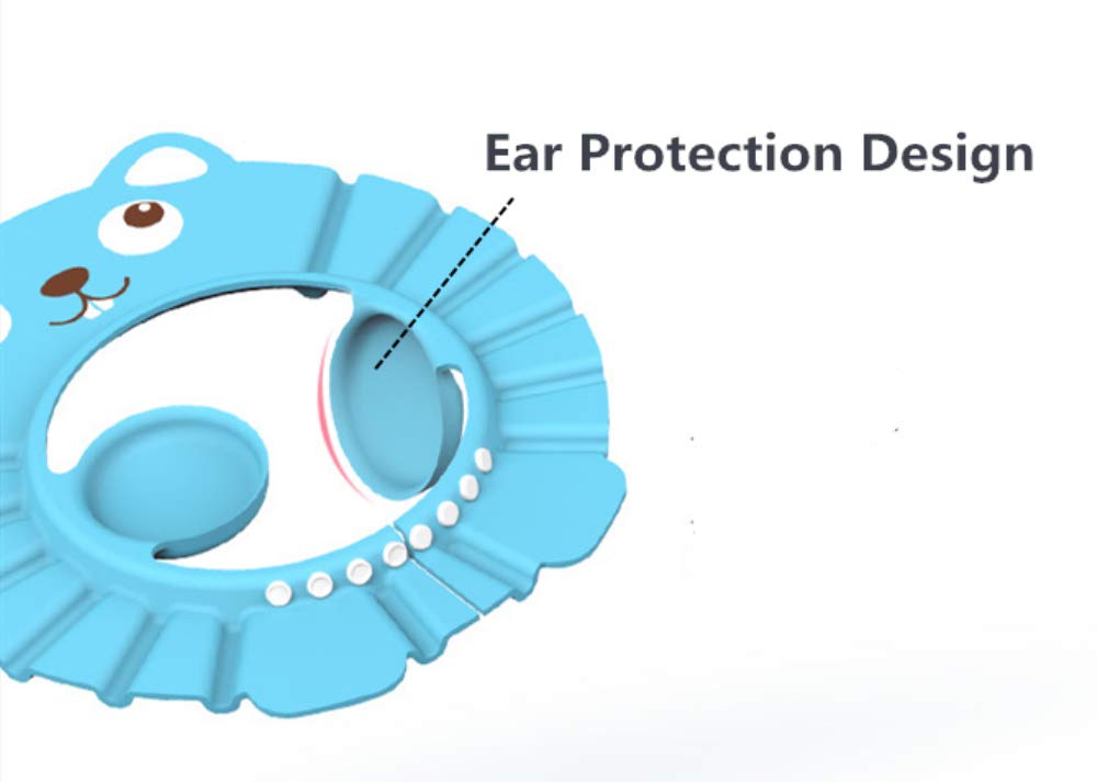 Baby Shower Cap, Adjustable Bathing Shampoo Hat with Ear Protection for Toddler, Baby, Kids, Children(3 Pack)
