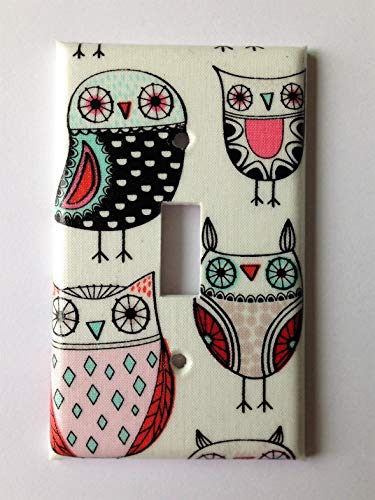 Turquoise And Coral Owls Light Switch Plate Cover Various Sizes Offered