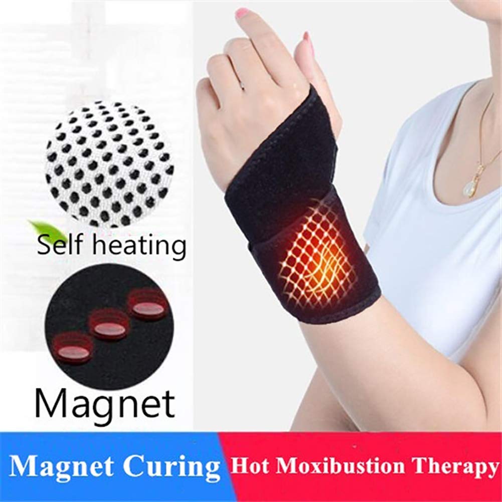 Bluelans Wrist Supports for Men and Women, 1 Pair Self-Heating Magnetic Wristband Wrist Strap Wrist Support Wrist Braces Hand Support Protector for Wrist Injuries, Joint Disease, Sprains Black