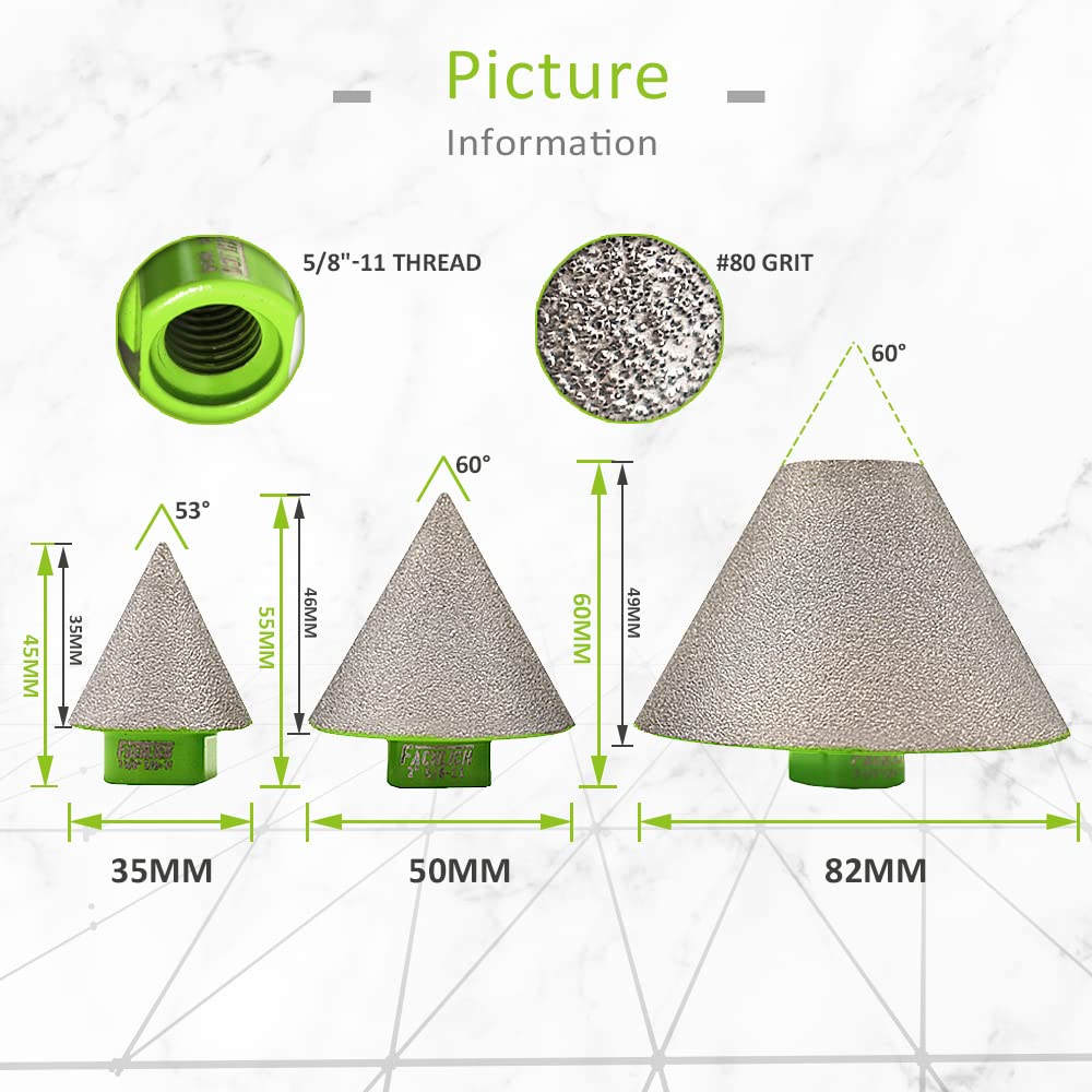 FACHLICH Diamond Cone Tile Bit - 2" Beveling Chamfer Bit 50mm for Enlarging Chamfering Milling Holes in Porcelain Tile Ceramic Marble
