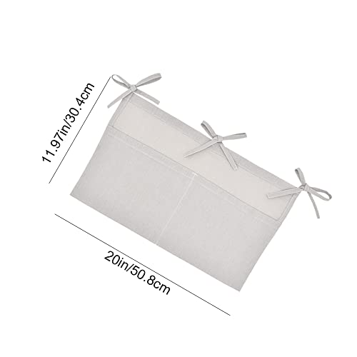 SuXHyez Bedside Caddy Hanging Storage Pocket Baby Cot Pocket Organiser for Holding Bottle Toy Diaper Nursery Dorm Rooms Baby Bed Rails Hanging Storage Bag(Grey