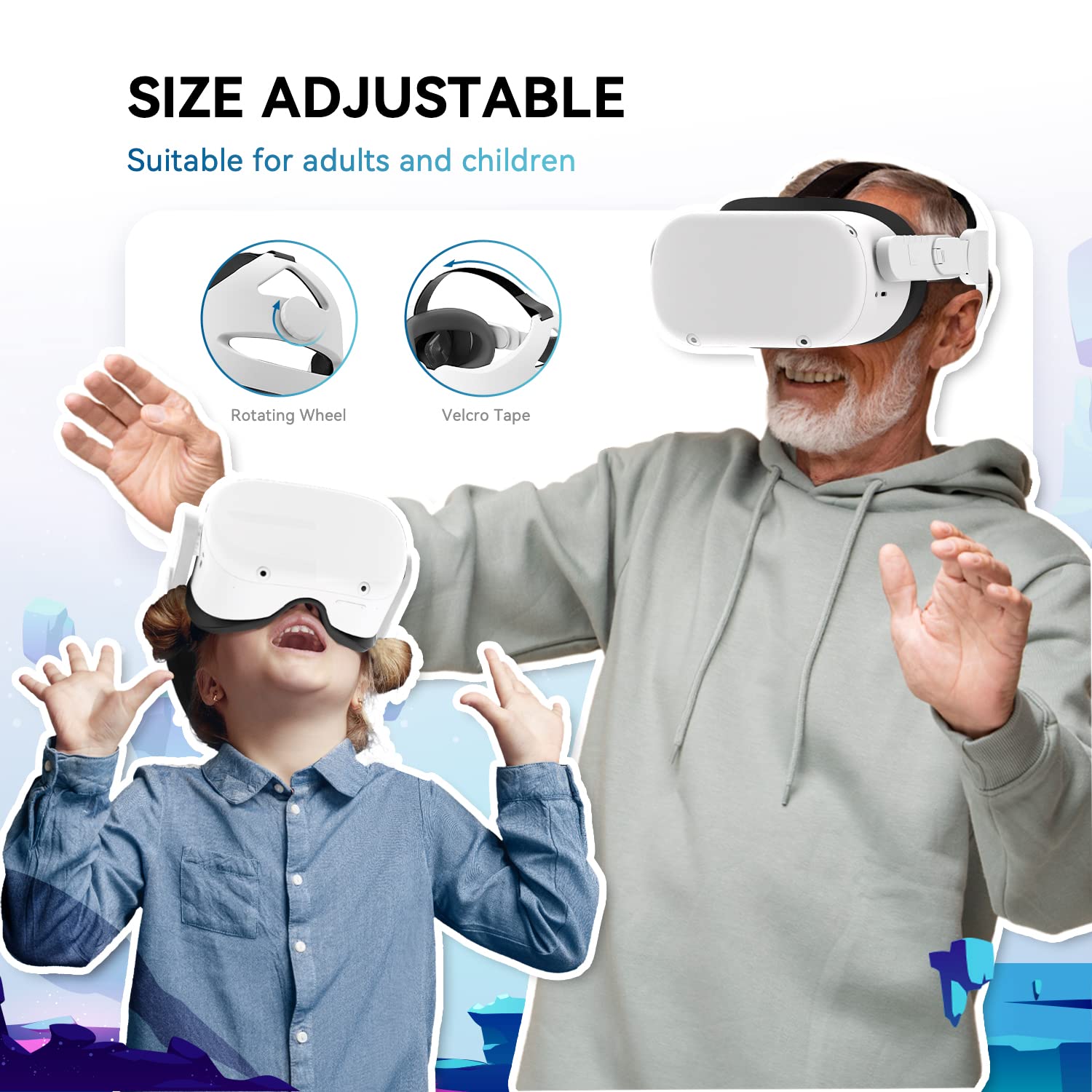 MOJOXR Adjustable Head Strap Compatible with Quest 2 VR Headset, Replacement Quest 2 Accessories for Elite Strap, Enhanced Support and Comfort in VR Gaming