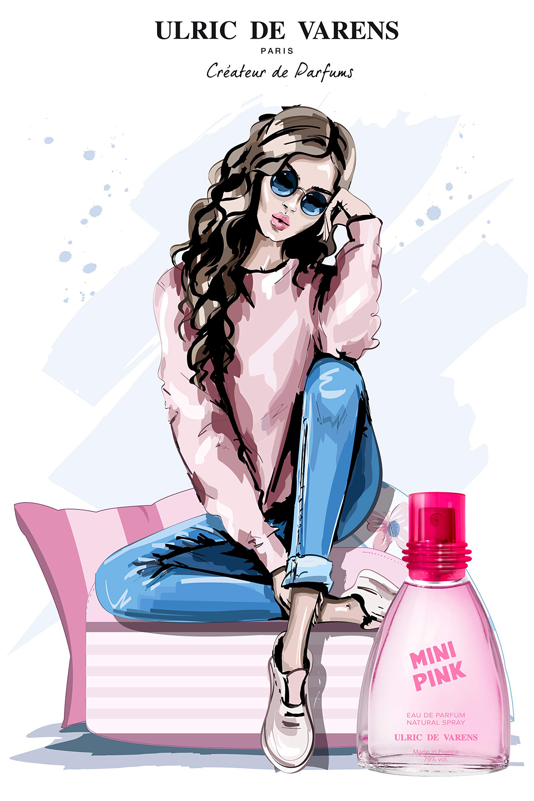 Ulric De Varens Mini Pink Eau de Parfum 25 ml- Youthful, Enchanting, and Fresh - Notes of Caramel, Bergamot, & Vanilla - Travel Size - .9 Fl Oz