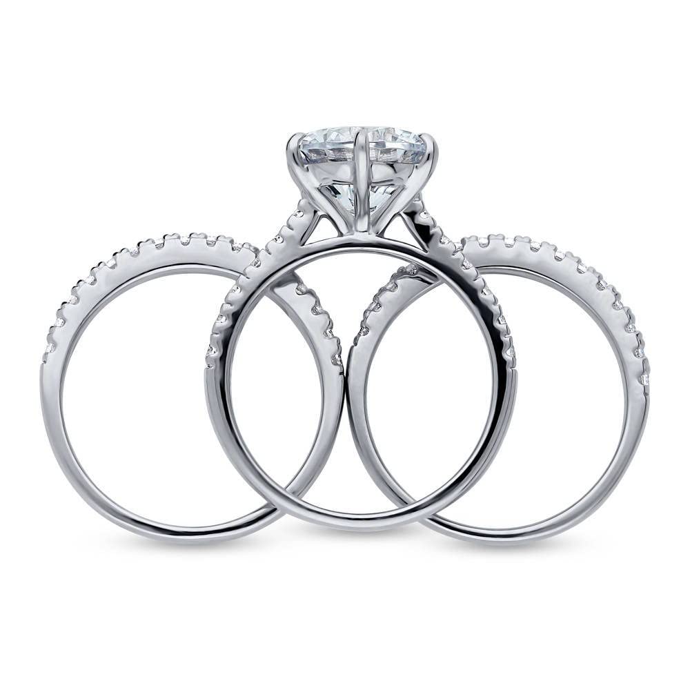 BERRICLE Sterling Silver Solitaire Wedding Engagement Rings 3.8 Carat Round Cubic Zirconia CZ Ring Set for Women, Rhodium Plated Size 7.5