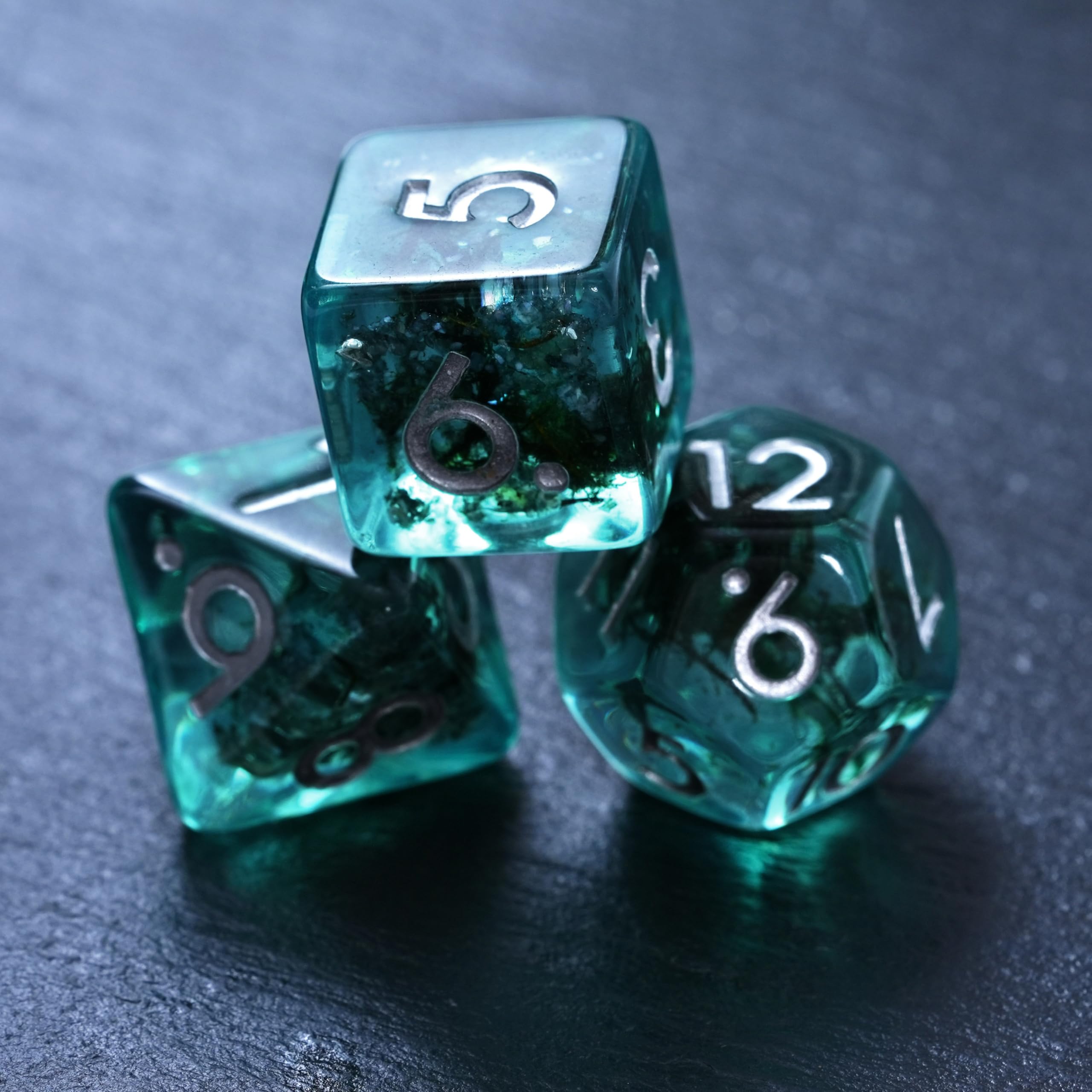 Ocean Moss Dice Set for DND - Unique Aquamarine Ocean Moss for Role Playing Games (RPG) - Detailed Stunning Textured Resin Polyhedral Dungeons and Dragons Dice Set for D&D, Pathfinder, and More