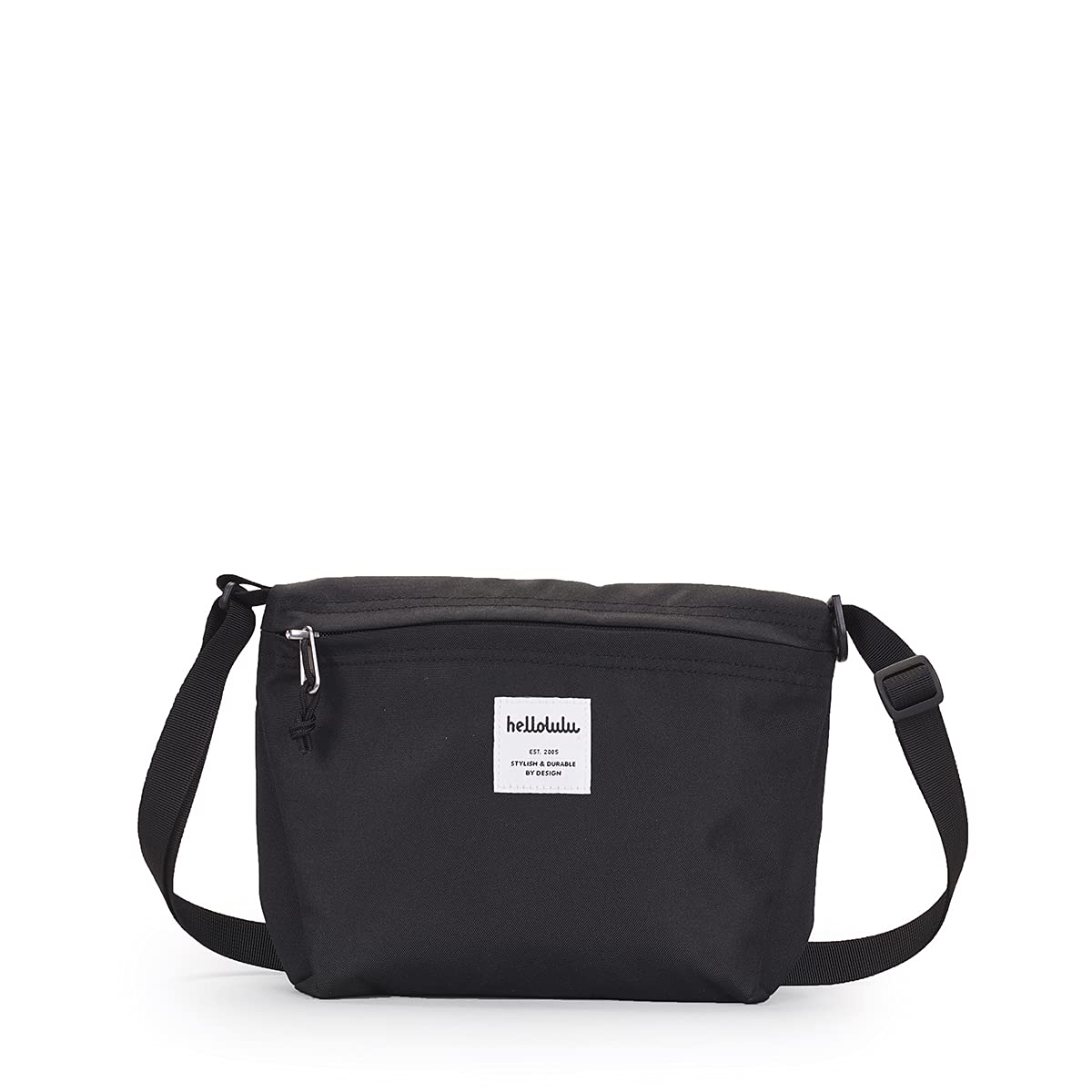 Hellolulu CANA Compact Crossbody Bag, Water Resistant Lightweight For Daily Use Travel Men Women, Roomy for Wallet Purse Phone, Black
