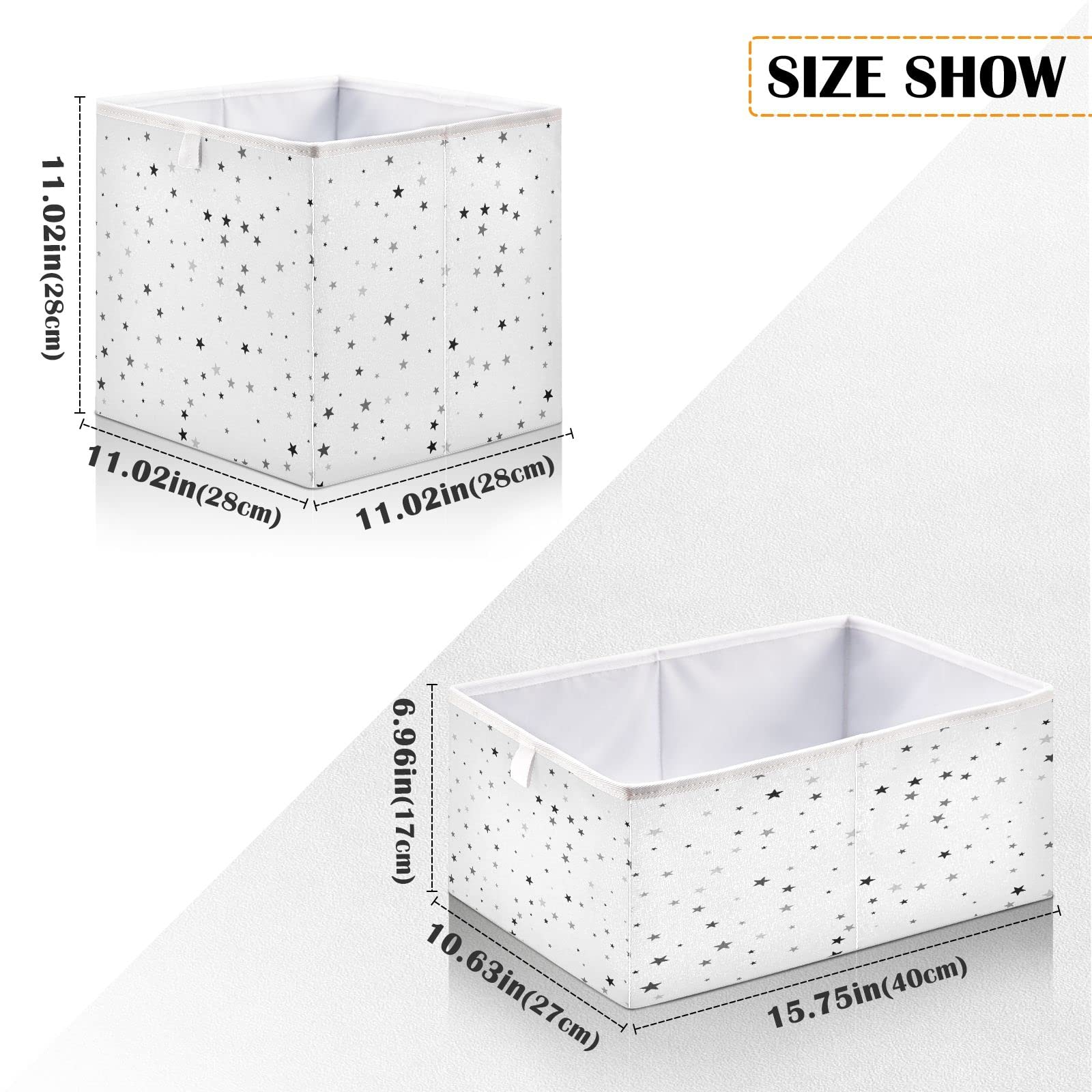 Blueangle Scandinavian Stars Cube Storage Bin, 11 x 11 x 11 in, Large Collapsible Organizer Storage Basket for Home Décor(470)