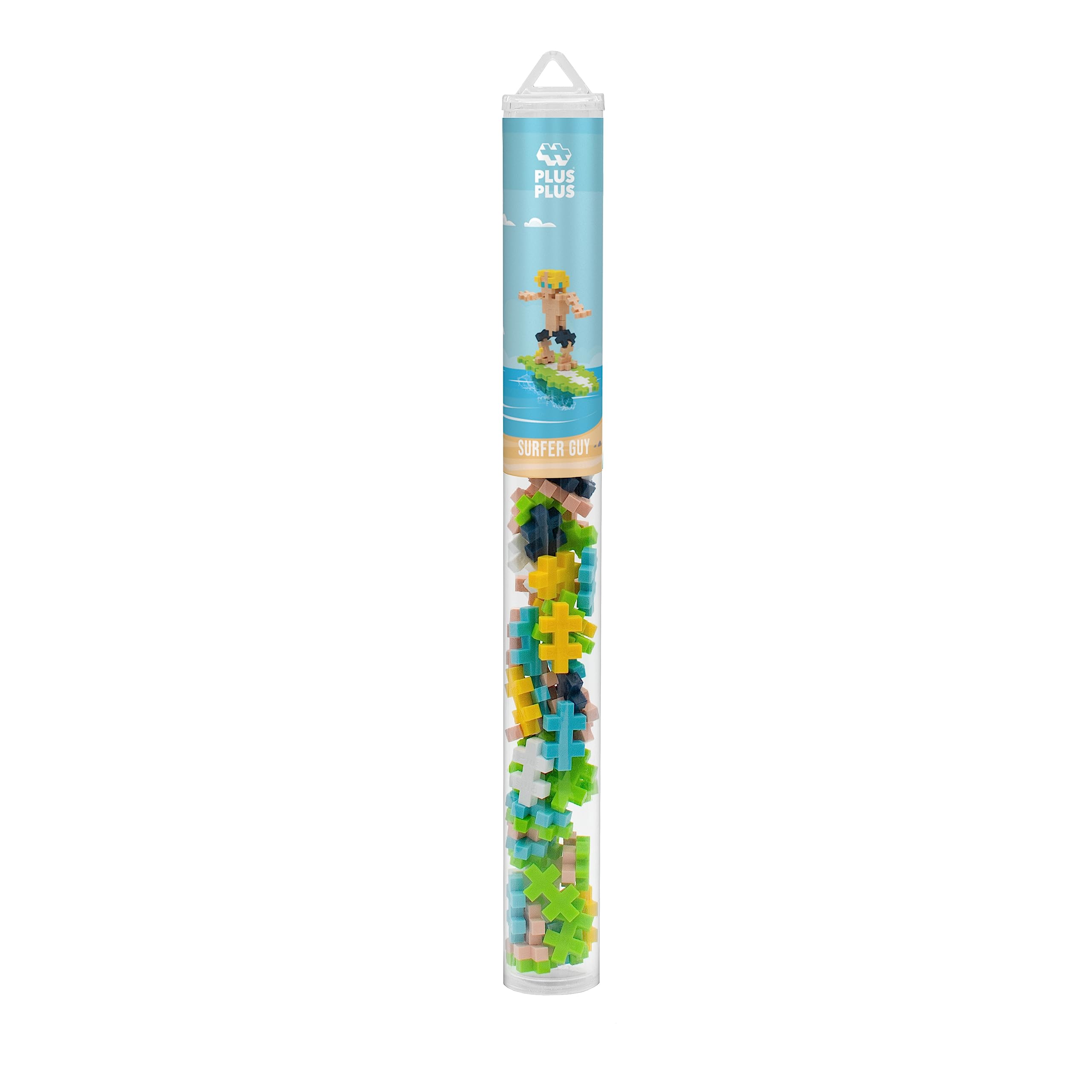 PLUS PLUS 3D Figure Building Block Set, Fun Stem Toys for Kids, 70 Interlocking Pieces - Surfer Mini Maker Tube