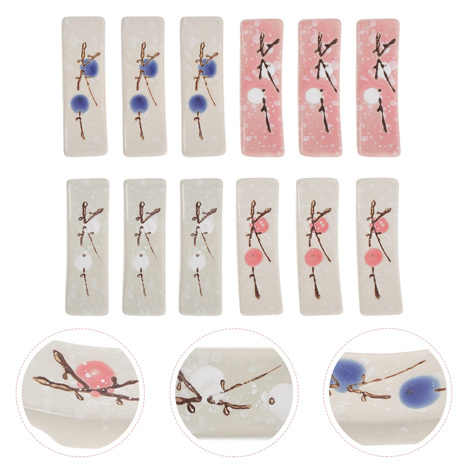 Chopstick Rest 12pcs Japanese Chopsticks Stands Ceramic Chopstick Stand Rest Rack Spoon Fork Knife Holder Set ( 4 Colors ) Chopsticks Holder