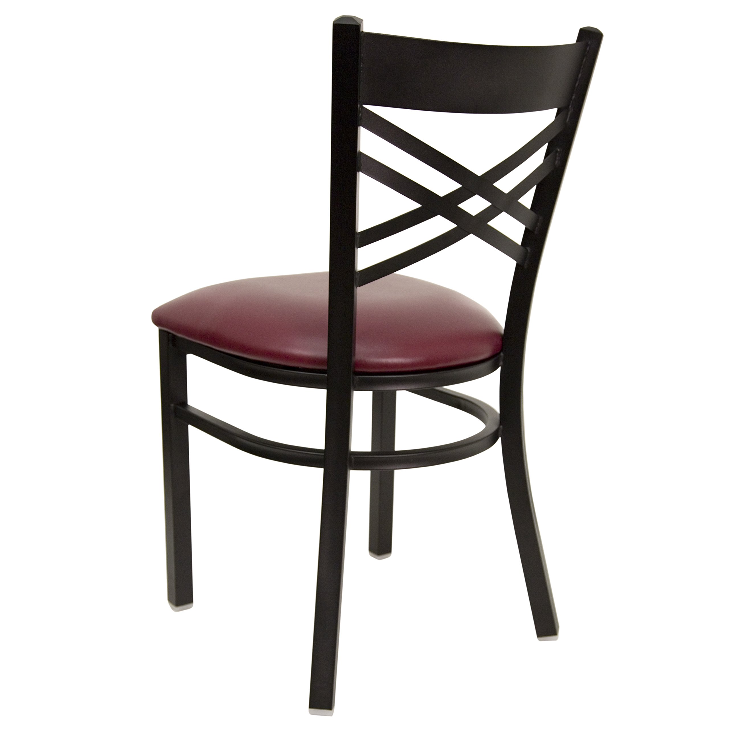 Flash Furniture HERCULES Series Black ''X'' Back Metal Restaurant Chair - Burgundy Vinyl Seat