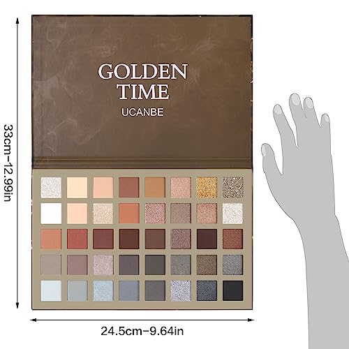 UCANBE Nude Eyeshadow Makeup Palette, 40 Color Matte Shimmer Glitter Eye Shadow, Warm Neutral Black Dark Grey Smoky Make Up Pallet Highly Pigmented Long Lasting Waterproof
