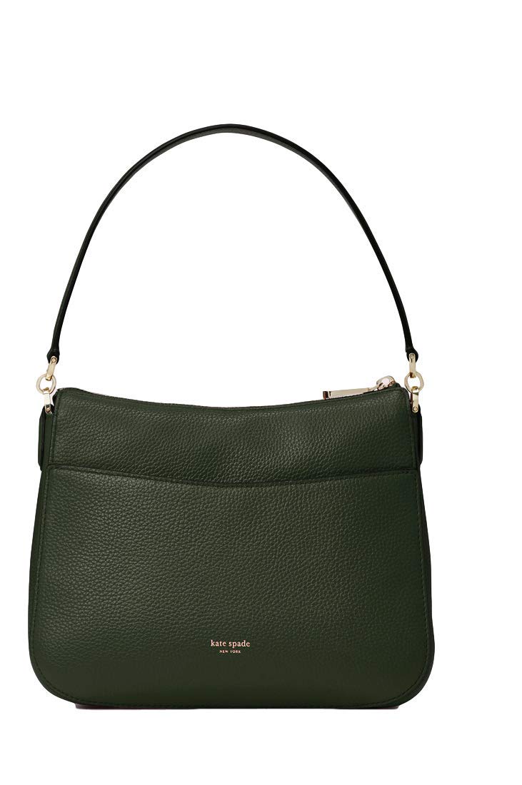 Kate Spade New York Polly Medium Convertible Leather Flap Shoulder Bag in Deep Evergreen