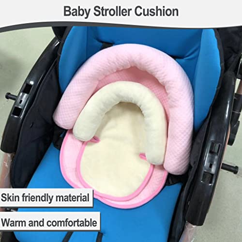 Baby Stroller Cushion, vocheer 2-in-1 Car Seat Neck Support Cushion with Liner Head and Body Support Pillow for Baby, Pink