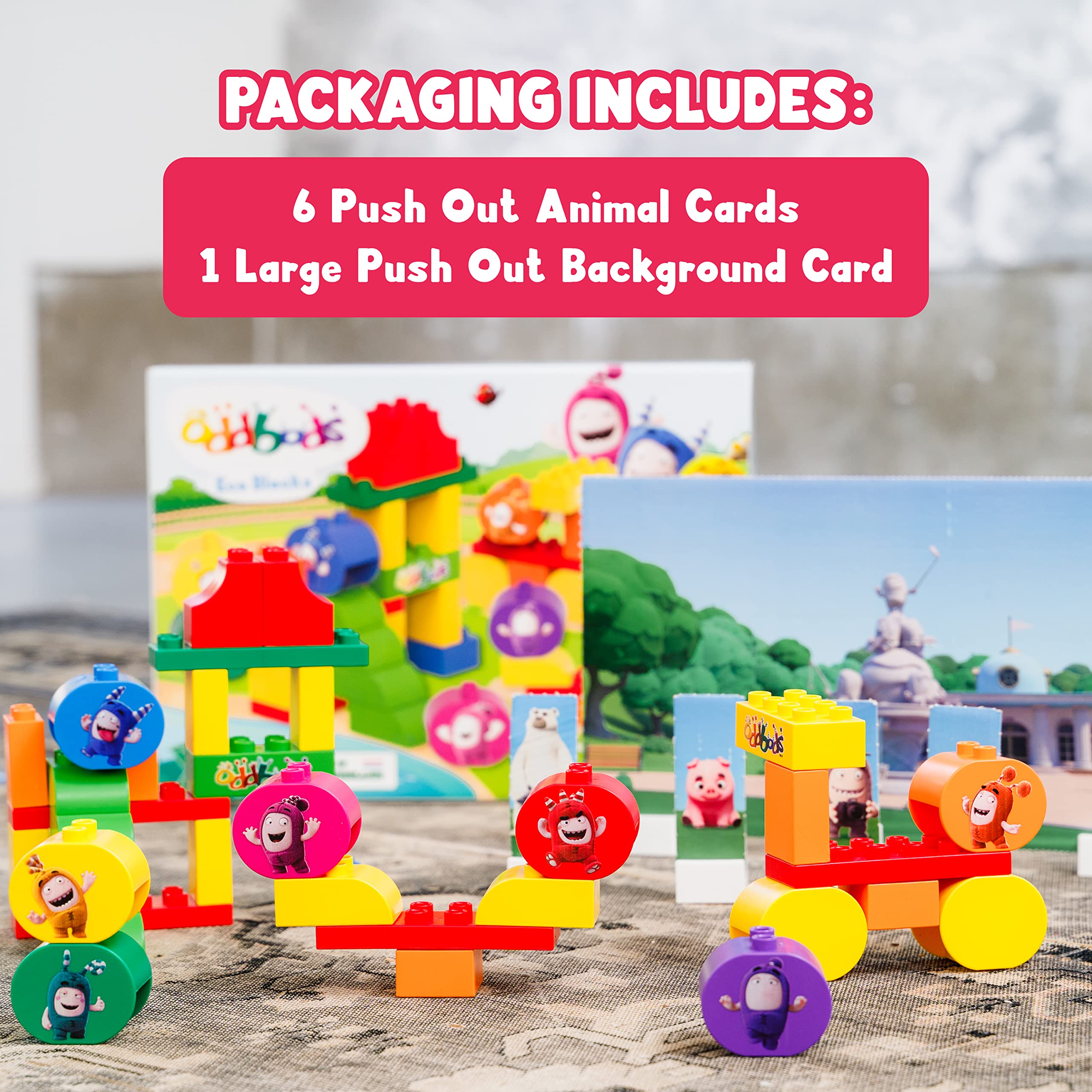 ODDBODS Eco Blocks, Sugarcane Plant-Based Building Block Toys for Toddlers and Preschool Kids, Compatible with Other Building Block Toys, Multicolor, 41 Piece Starter Set