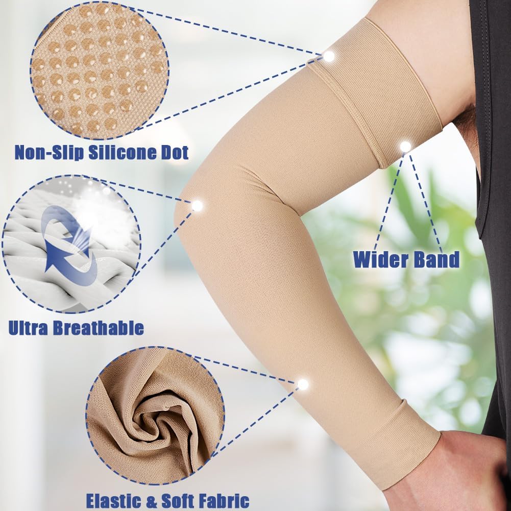 beister Medical Compression Arm Sleeve for Men Women(Single), 20-30 mmhg Full Arm Support for Pain Relief, Lymphedema