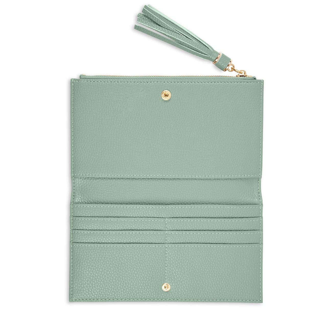 KATIE LOXTON Sophia Tassel Womens Small Vegan Leather Fold-out Purse Wallet Mint Green