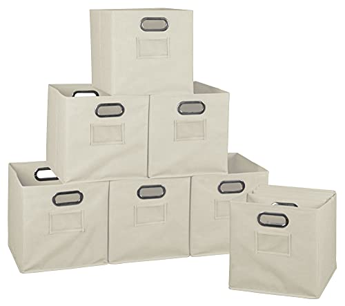 Set of 12 Cubo Foldable Fabric Bins- Natural