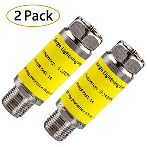 Cable Protector for TV - 2PCS Coaxial Surge Protector for Satellite Antenna Cable TV ,Surge Lightning Protector for TV Antenna