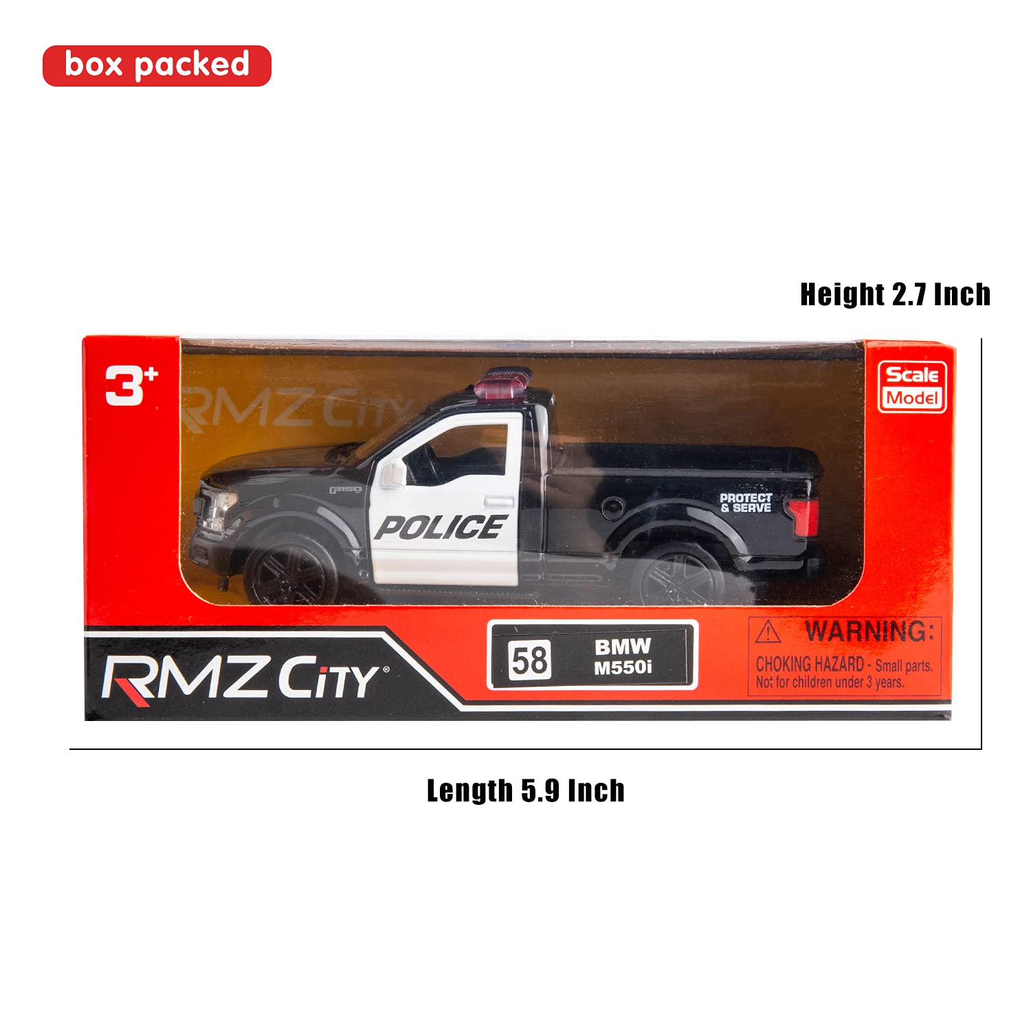 RMZ City Compatible for 5" Diecasting Alloy Car Model Ford F-150 Police Car Toy Car