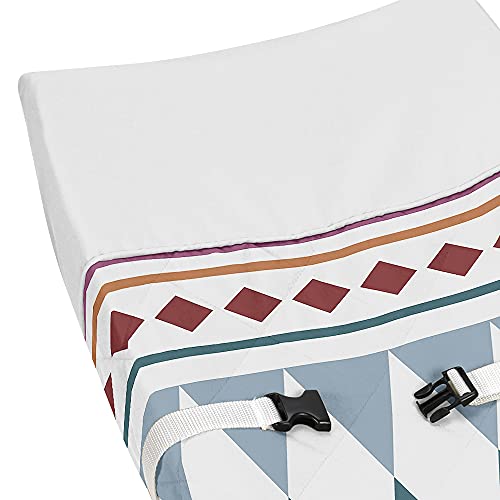 Sweet Jojo Designs Aztec Boho Chic Girl Baby Nursery Changing Pad Cover - Yellow Blue Gold Mauve Burgundy Purple Pink Modern Bohemian Southwestern Rustic Geometric Patterned Chevron Diamond Triangle