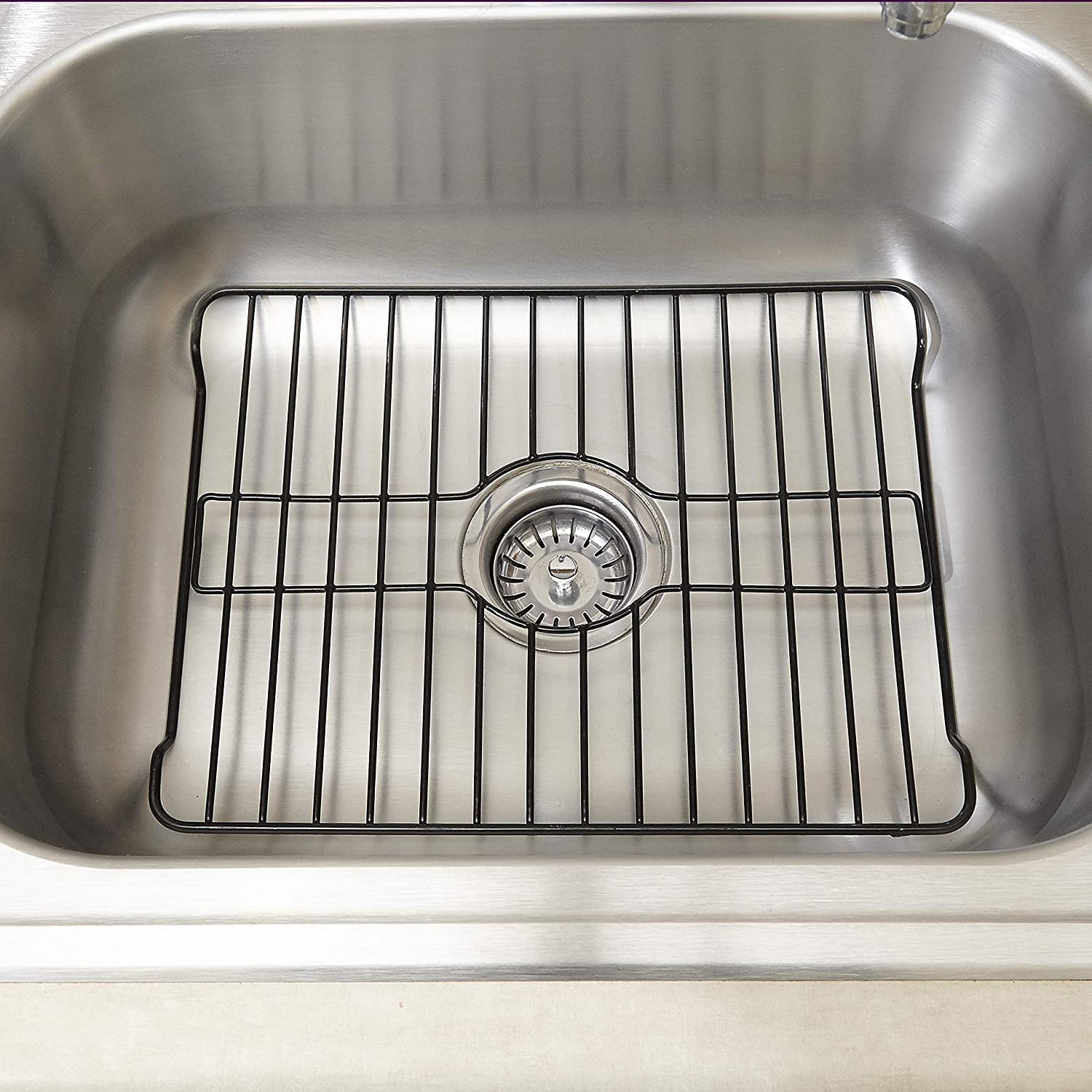 Dependable Industries Vinyl Coated Sink Protector Grid Black Insert Rack 10" x 12" x 1"H Size Small
