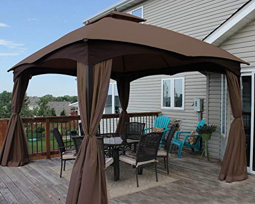 Eurmax USA High Performance Replacement Canopy Top for Lowe's Allen Roth Heavy Duty Gazebo Roof Gazebo Top with Air Vent 10X12 Gazebo Cover #GF-12S004B-1, Replacement Top Only(Brown)