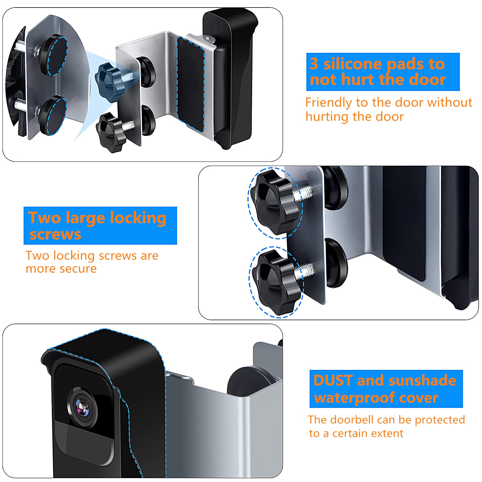 Blink Video Doorbell Mount, No Drill, Adjustable (up to 110 Degrees Tilt) Mounting Bracket for Blink Doorbell, Blink Doorbell Security System Accessories, Improve Viewing Angle, Black