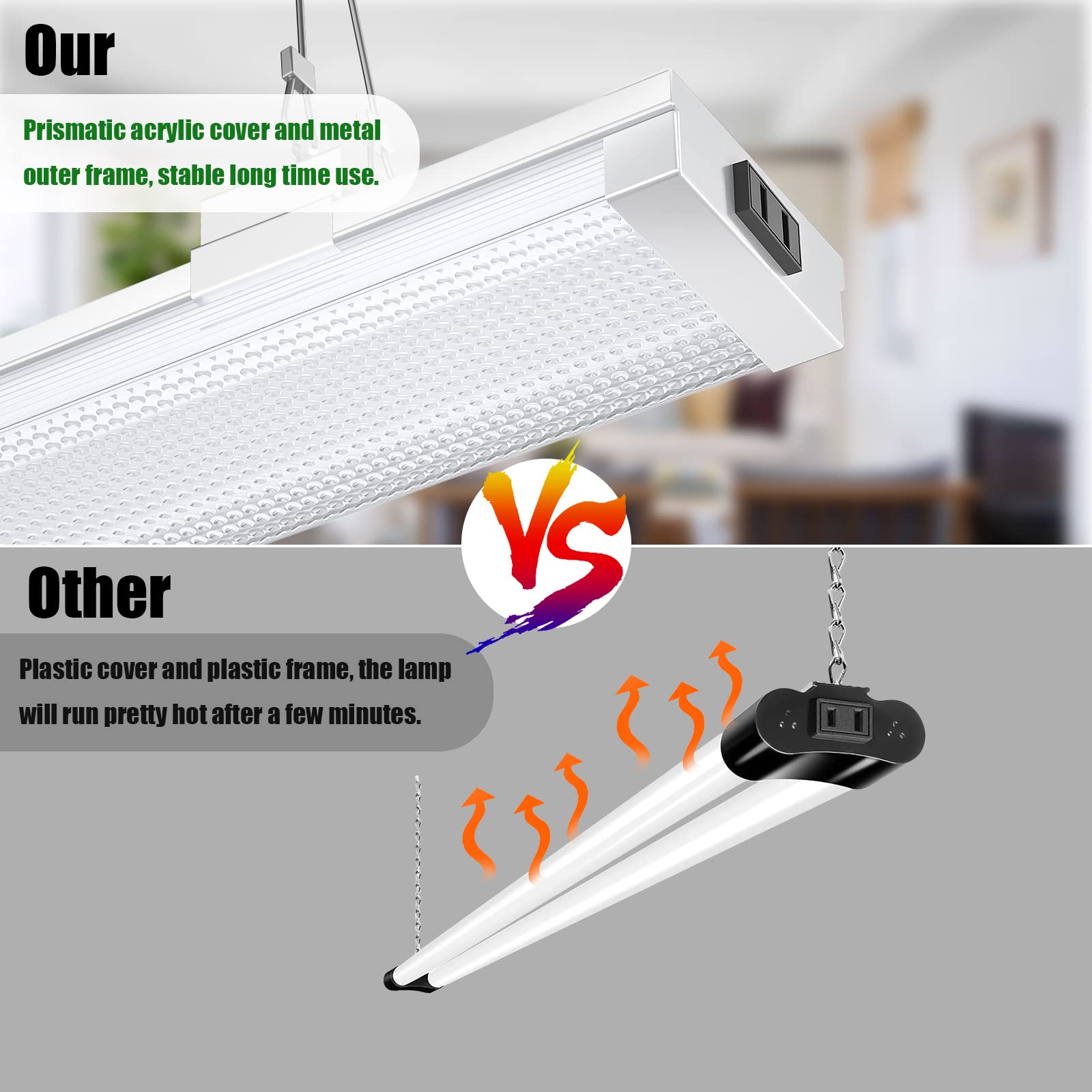 FAITHSAIL 5 Pack Linkable 4FT LED Shop Light, 40W, 4000 LM [Eqv.150W Fluorescent] 4000K LED Utility Light with Plug 48 Inch LED Garage Light Energy Saving Upto 1000KW/5Yrs(5Hrs/Day)-Hang & Flush Mount