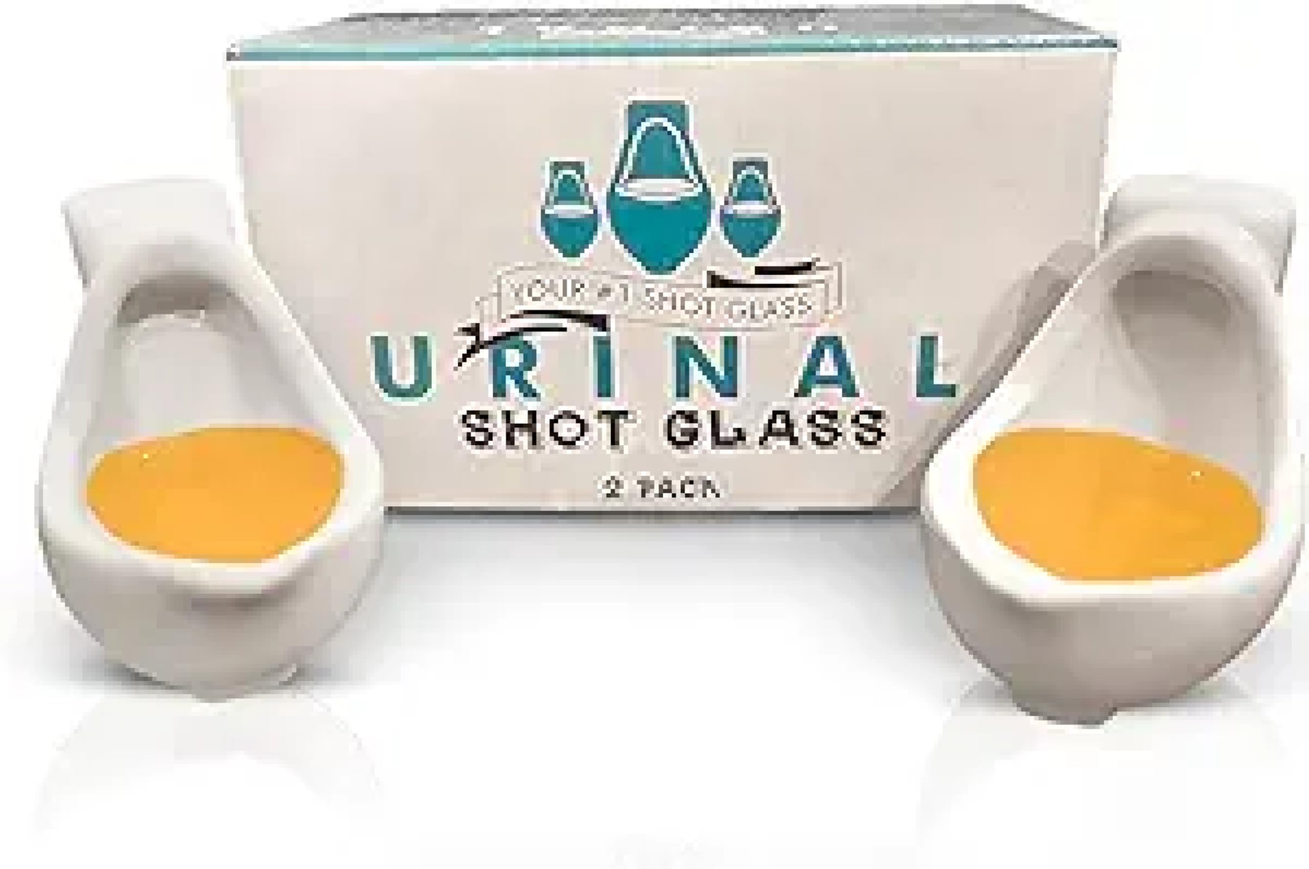 Fairly Odd Novelties Ceramic Urinal Shot Glasses, Set of 2, 1.5oz - Perfect Gag, White Elephant, Novelty Party Gift