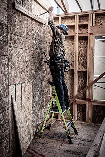 Little Giant Ladders, MightyLite, M4, 4 ft Stepladder, Ground Cue, Fiberglass, Type IAA, 375 lbs weight rating, Green, (15384-001)