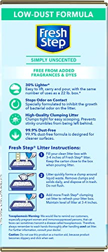 Fresh Step Simply Unscented Light Weight Clumping Litter, Fresh Step Unscented Cat Litter With Activated Charcoal Technology, 15.4 lb. Box