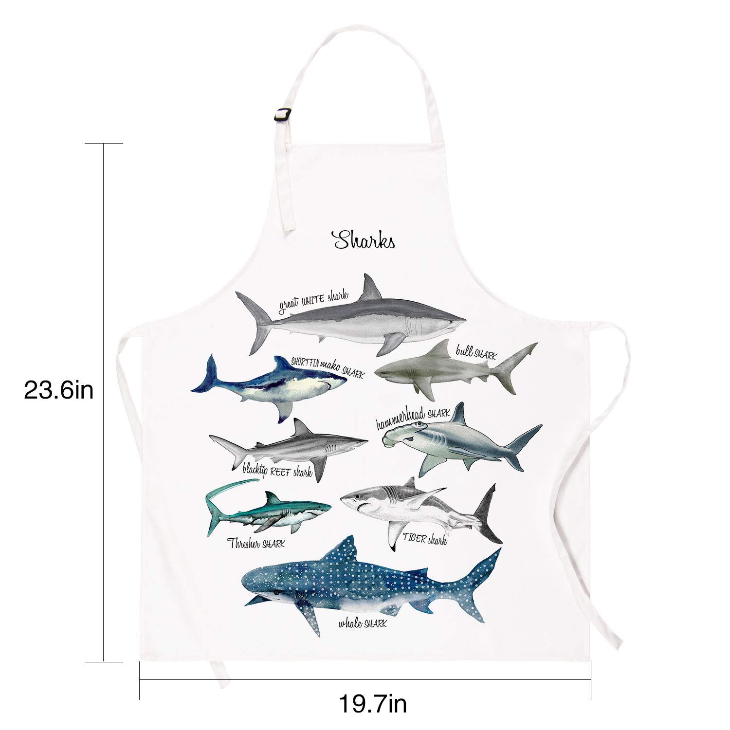 Claswcalor Sharks Apron- Kids Baking Apron-Waterproof Child Apron with Adjustable Neck for Party Cooking Gardening Painting Craft