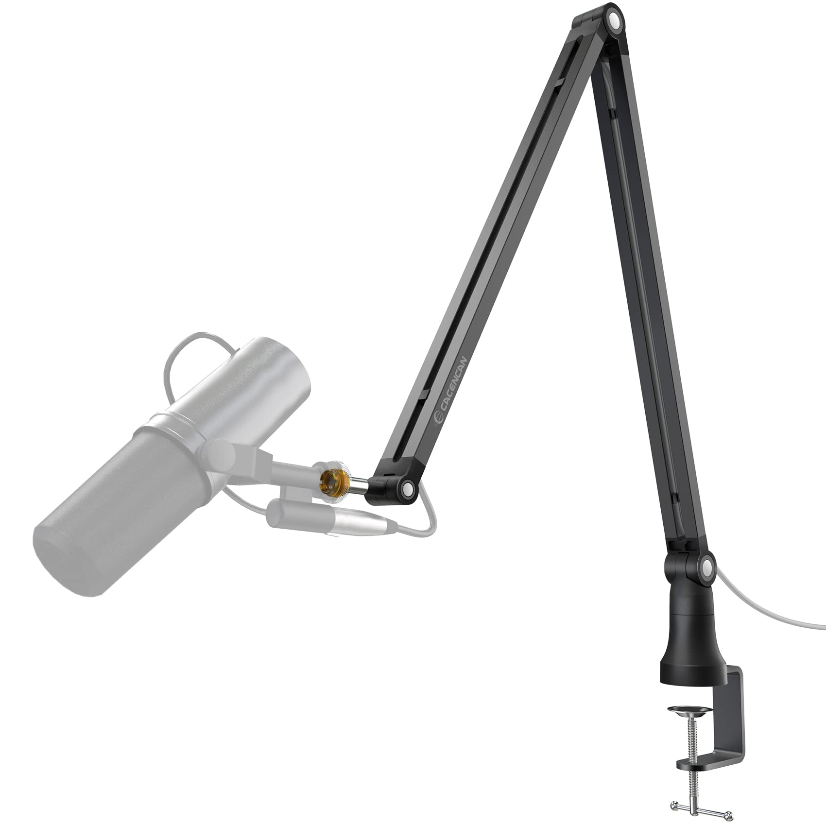 CACENCAN Boom Arm, 360° Rotatable Microphone Stand with Desk Mount, Foldable Desk Mic Arm with 3/8'' to 5/8'' Screw Adapter, Microphone Arm for Live Streaming, Gaming, Podcasting, Radio(Space Black)