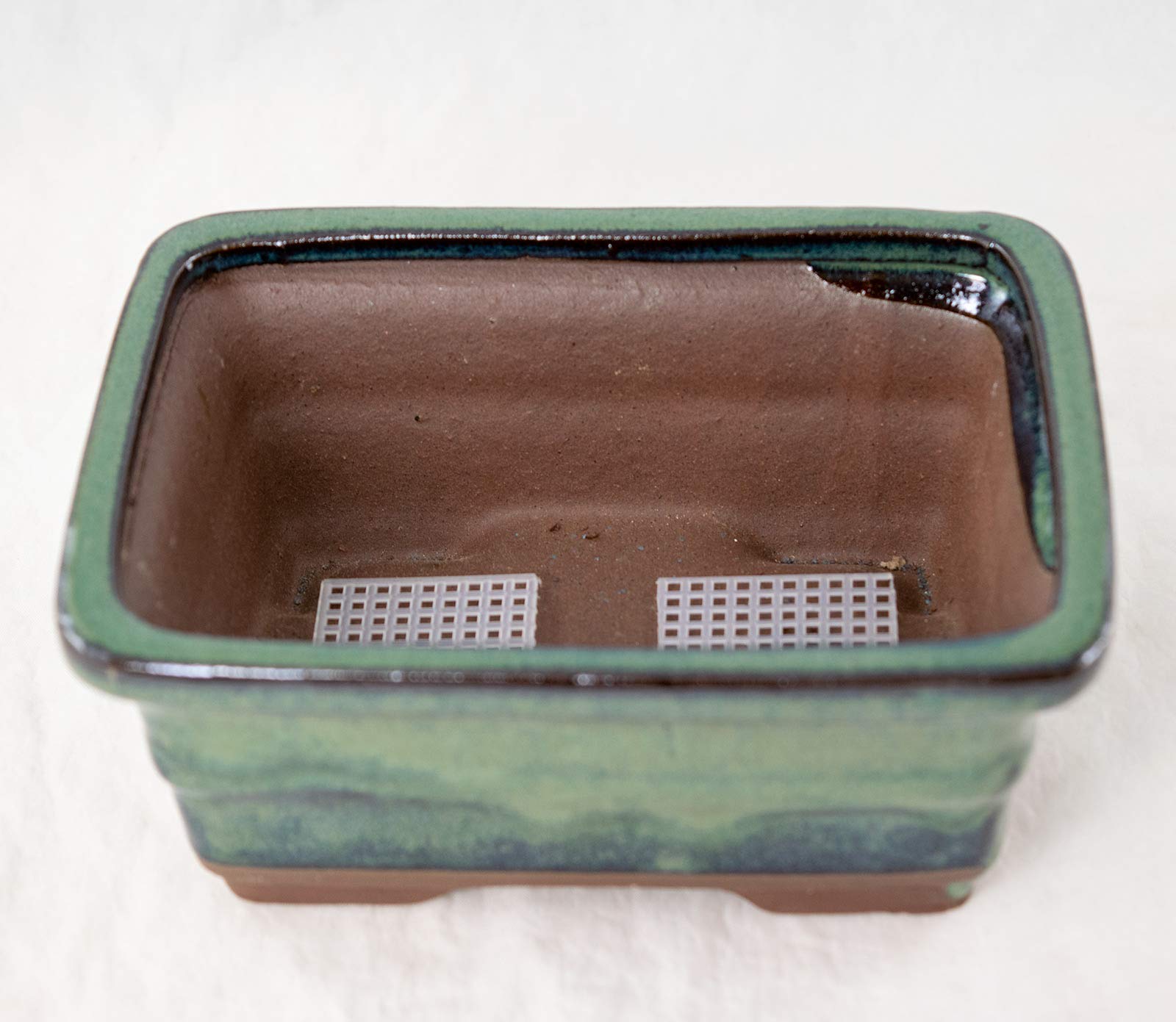 Calibonsai 6inch Rectangular Green Bonsai Succulent Pot Soil Tray Rock Mesh Kit