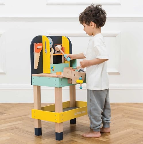 Le Toy Van - Wooden Toy Work Bench Set | Large Educational Construction Set for Role Play | Pretend Play Wooden Tools - Suitable for 3 Year Olds+