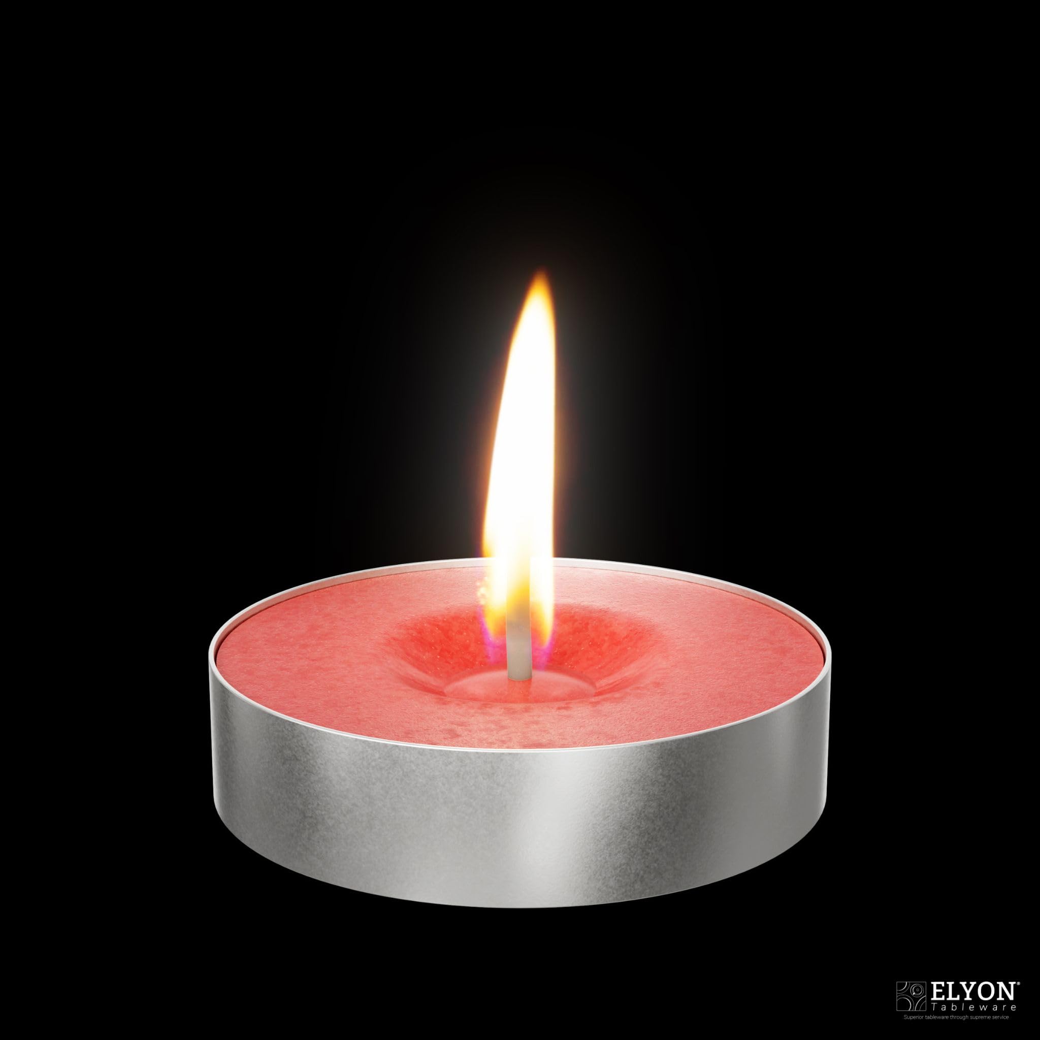 Elyon 96 Apple Cinnamon Scented Red Wax Tealight Candles in Tin Holder, Pleasant Fragrance 4 Hour Burn-Time