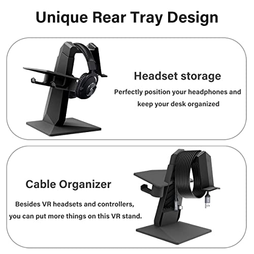 BQ SAER VR Stand, VR Headset Oculus Quest 2 Stand, VR Accessories Headset and Controllers Stand for Meta/Oculus Quest 2/Quest/Rift S/Valve Index, VR Oculus Quest 2 Accessories Desktop Display Stand
