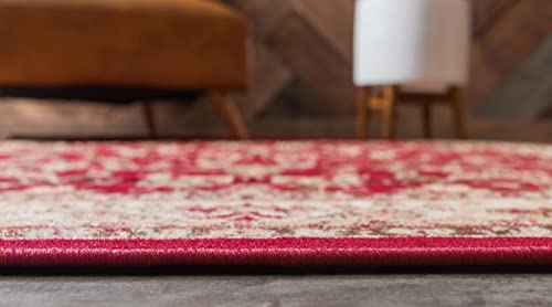 Unique Loom Sialk Hill Collection Area Rug - Washington (5' 3" x 8' Rectangle, Burgundy/ Cream)