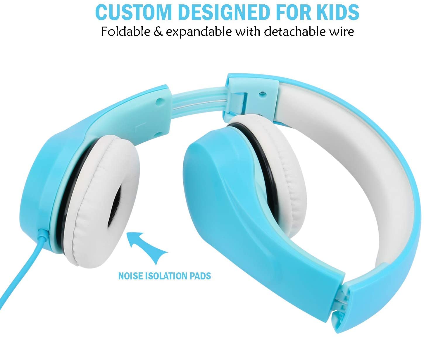 KPTEC Kids Headphones, Wired Girls Headphone with Microphone 93dB Volume Limited, On-Ear Foldable Headset for School Students/Toddler/Children/iPad/Tablet, 3.5mm Jack, Pink