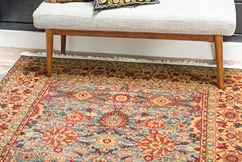 Unique Loom Edinburgh Collection Classic Oriental Traditional French Cottage Inspired Intricate Design Area Rug (6' 0 x 9' 0 Rectangular, Light Blue/ Beige)