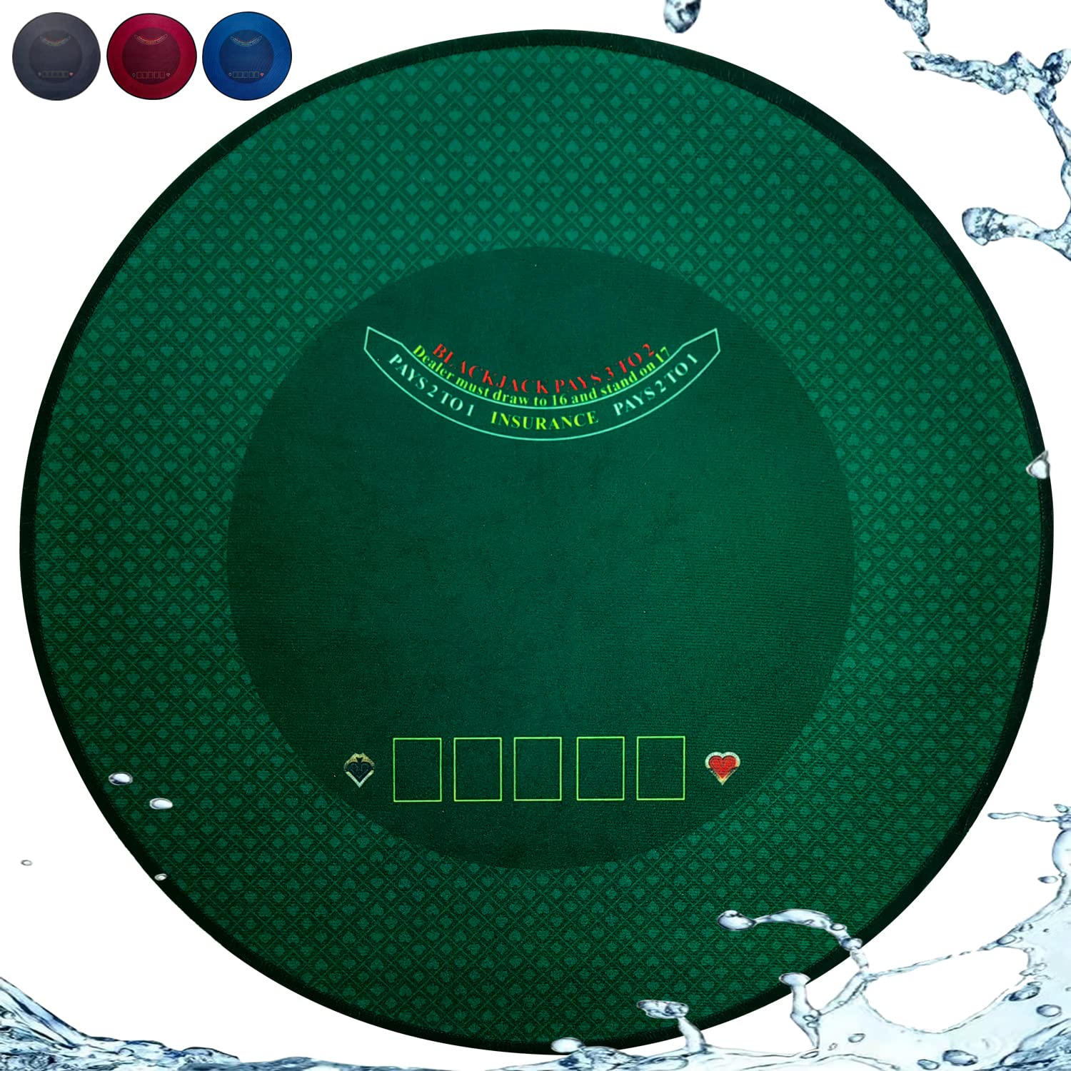 BWLOKXUN 58 x 58 Texas Hold'em and Blackjack Table Felt, Portable Foldable Texas Hold'em and Blackjack Layout