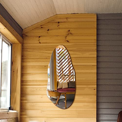 Irregular Mirror for Wall,Bathroom Mirrors for Vanity Entryway Living Room,Asymmetrical Body Mirror Frameless Mirror(32''x15'')