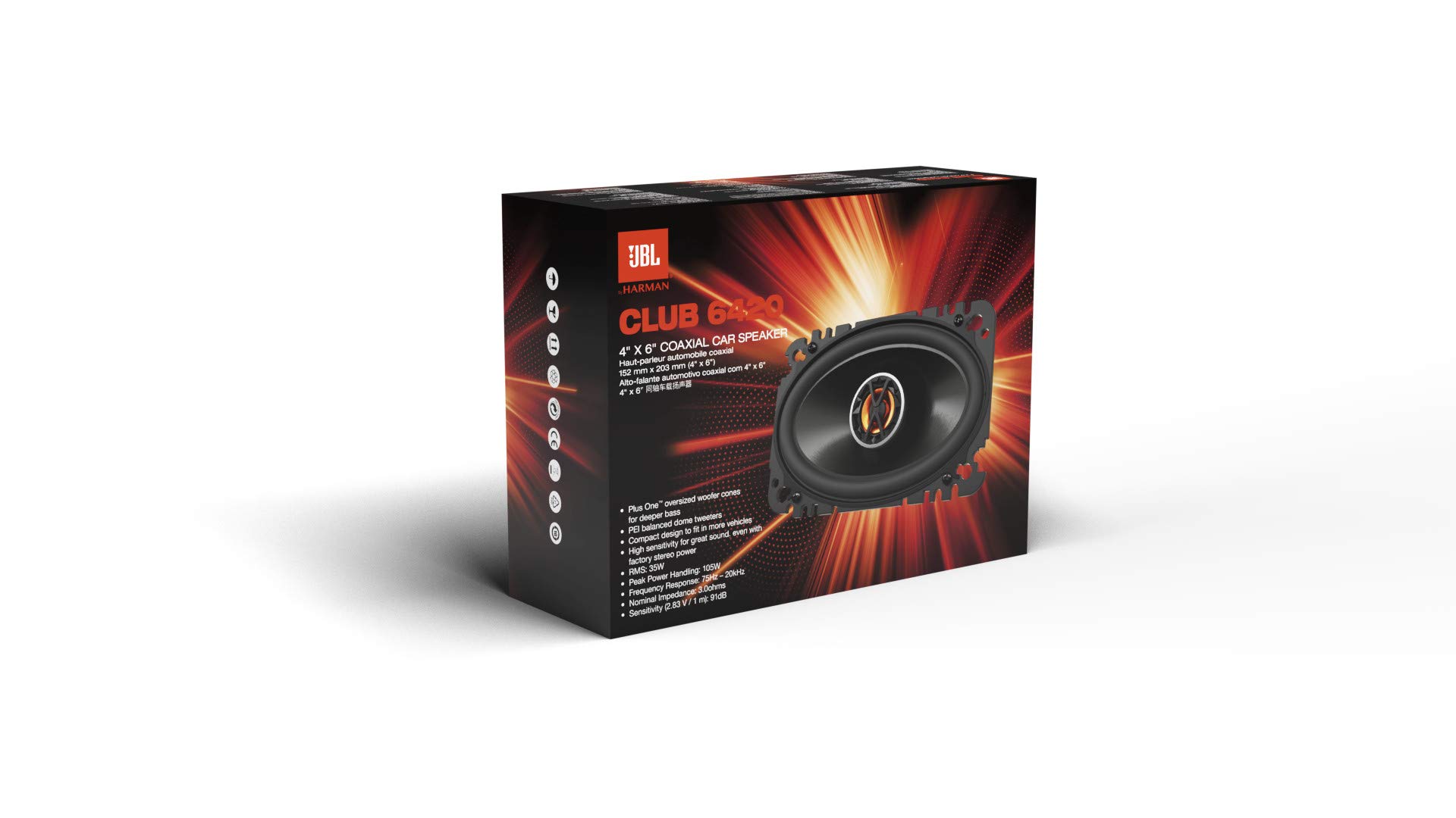 JBL Club 6420 4x6" 70W RMS Club Series 2-Way Coaxial Car Speakers